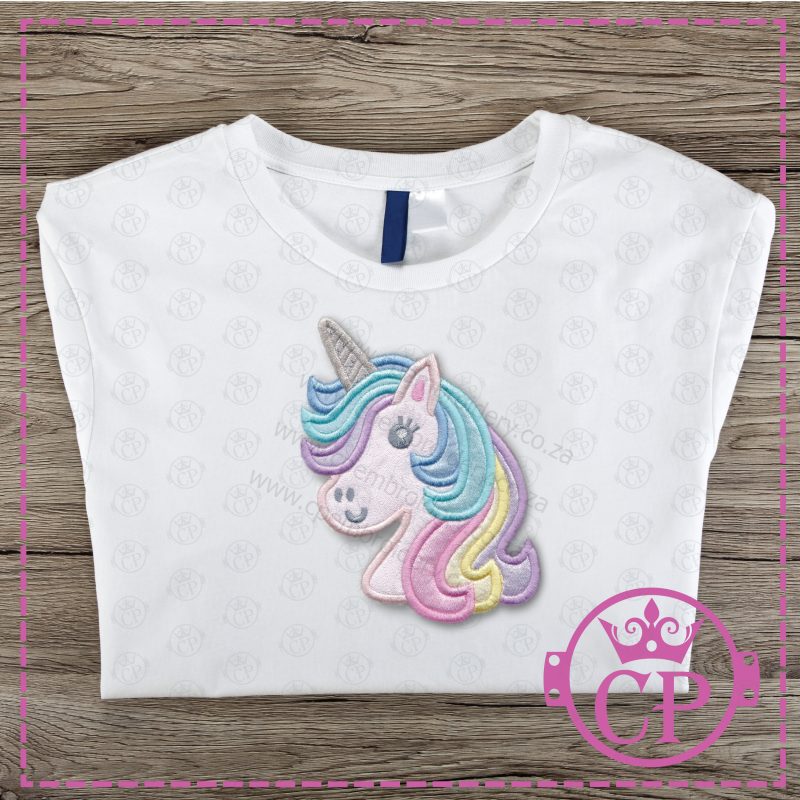 Unicorn Head Applique - Couture Princess Embroidery