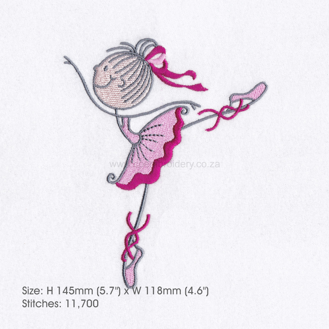 Stick Figure Ballerina No2 - Couture Princess Embroidery