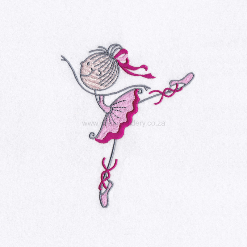 Stick Figure Ballerina No2 - Couture Princess Embroidery